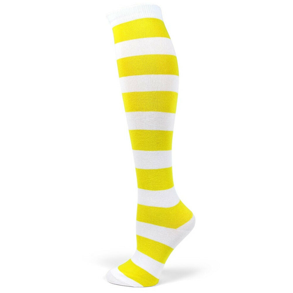Women's Halloween costume White/Yellow Stripe Knee High Socks PM014 ...